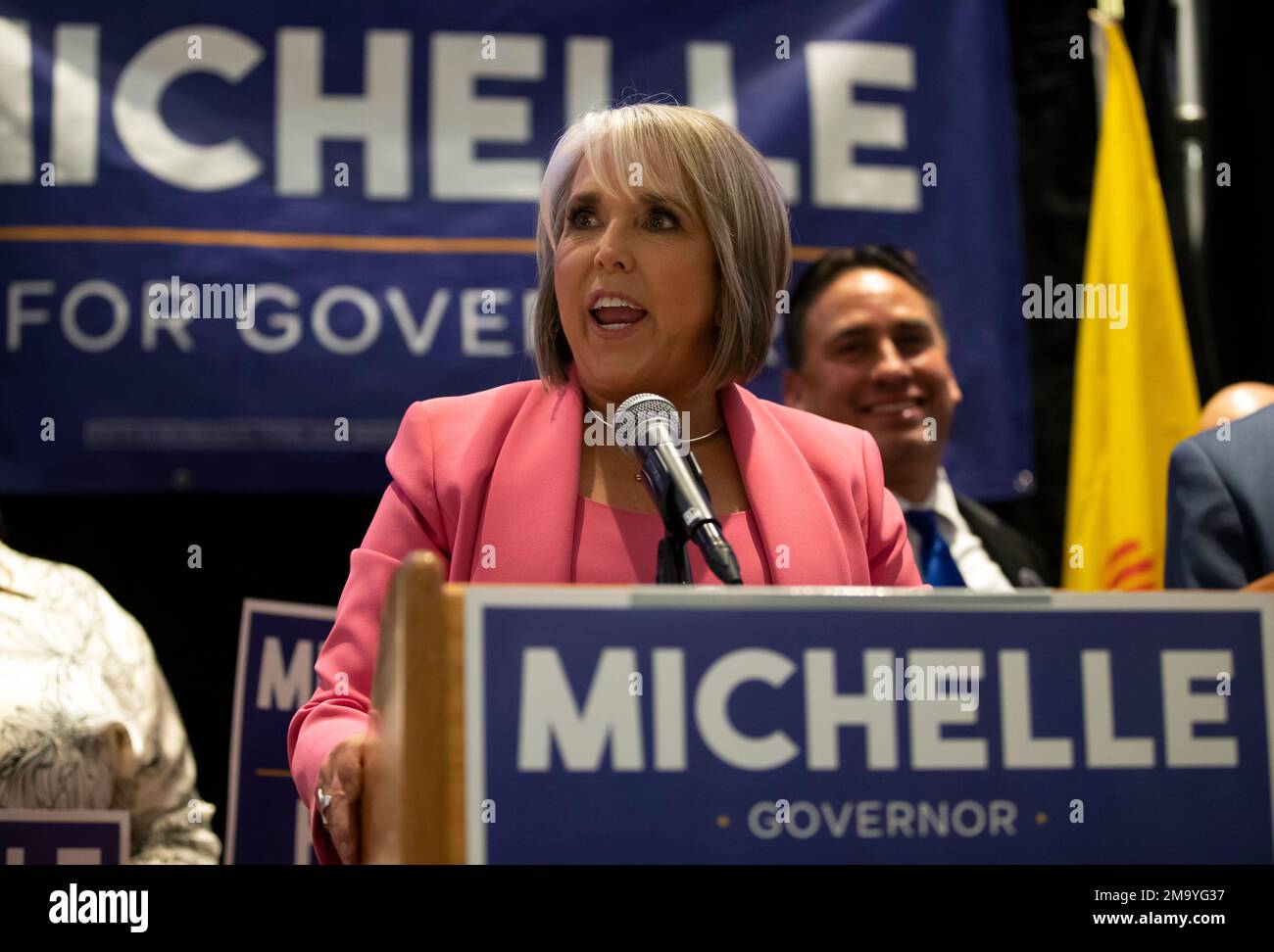 Reelected New Mexico Gov. Michelle Lujan Grisham speaks to supporters ...