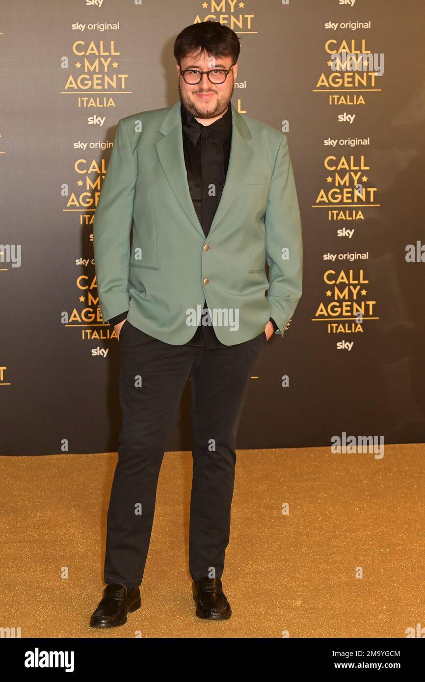 Lorenzo Guarnera attends at the gold carpet of the premiere of Sky ...