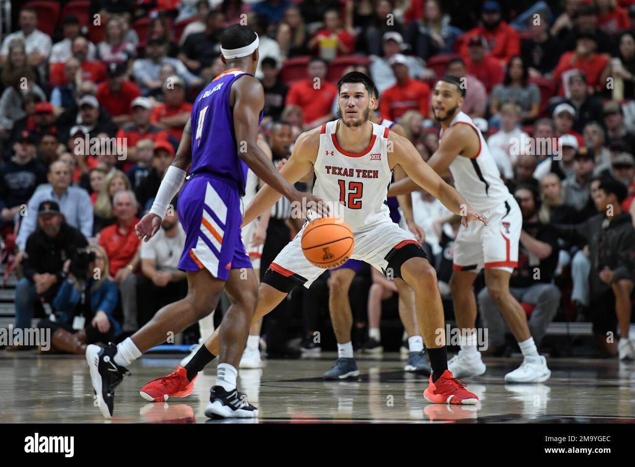 Texas Tech forward Daniel Batcho (12) defends against Northwestern ...