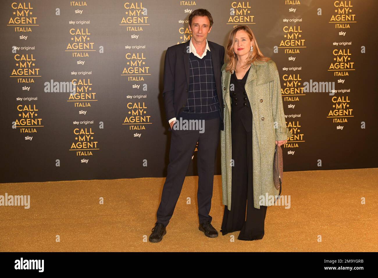 Ignazio Oliva (L) and Giovanna Maccheri (R) attend at the gold carpet ...