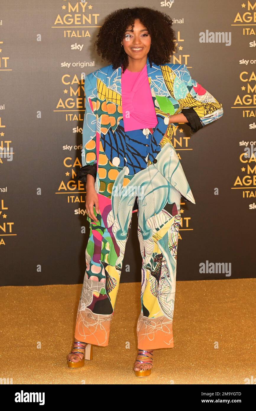 Paola Kaze Formisano attends at the gold carpet of the premiere of Sky ...