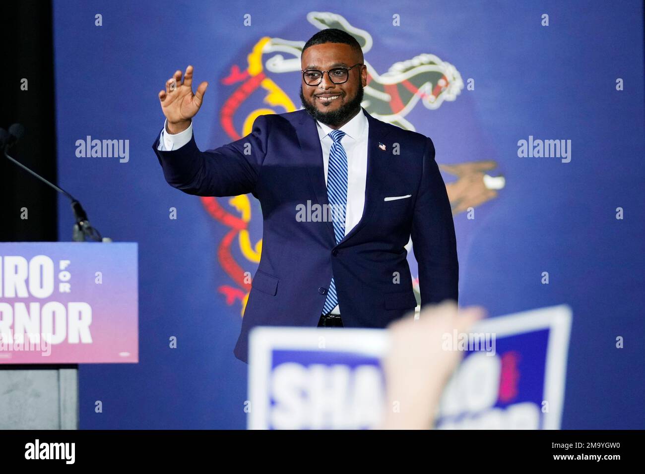 Pennsylvania Lt. Gov.-elect Austin Davis, arrives on stage during an ...