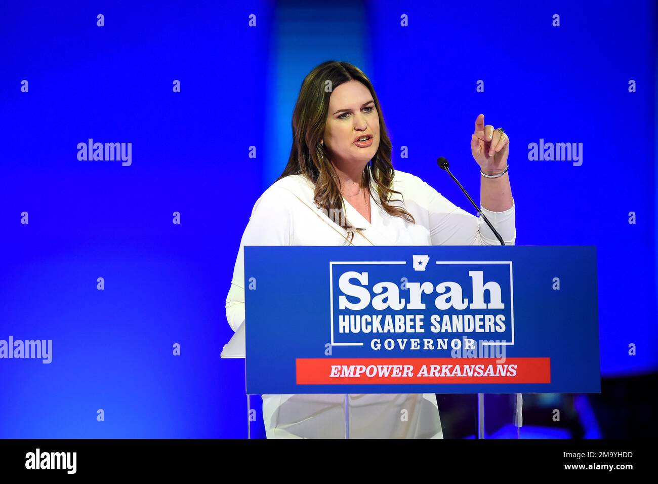 Arkansas Gov.-elect Sarah Huckabee Sanders speaks during her election ...