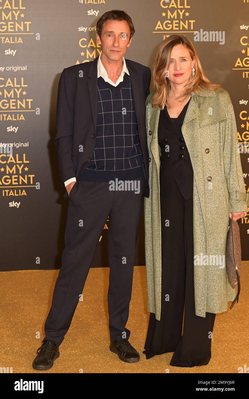Ignazio Oliva (L) and Giovanna Maccheri (R) attend at the gold carpet ...