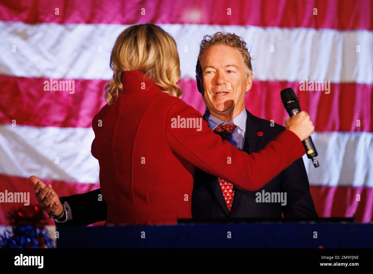 Sen. Rand Paul, R-Ky, right, hugs his wife Kelley before his victory ...