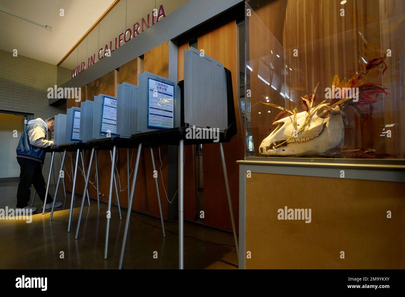 Andre Villasenor fills out his ballot while voting at the Randall ...
