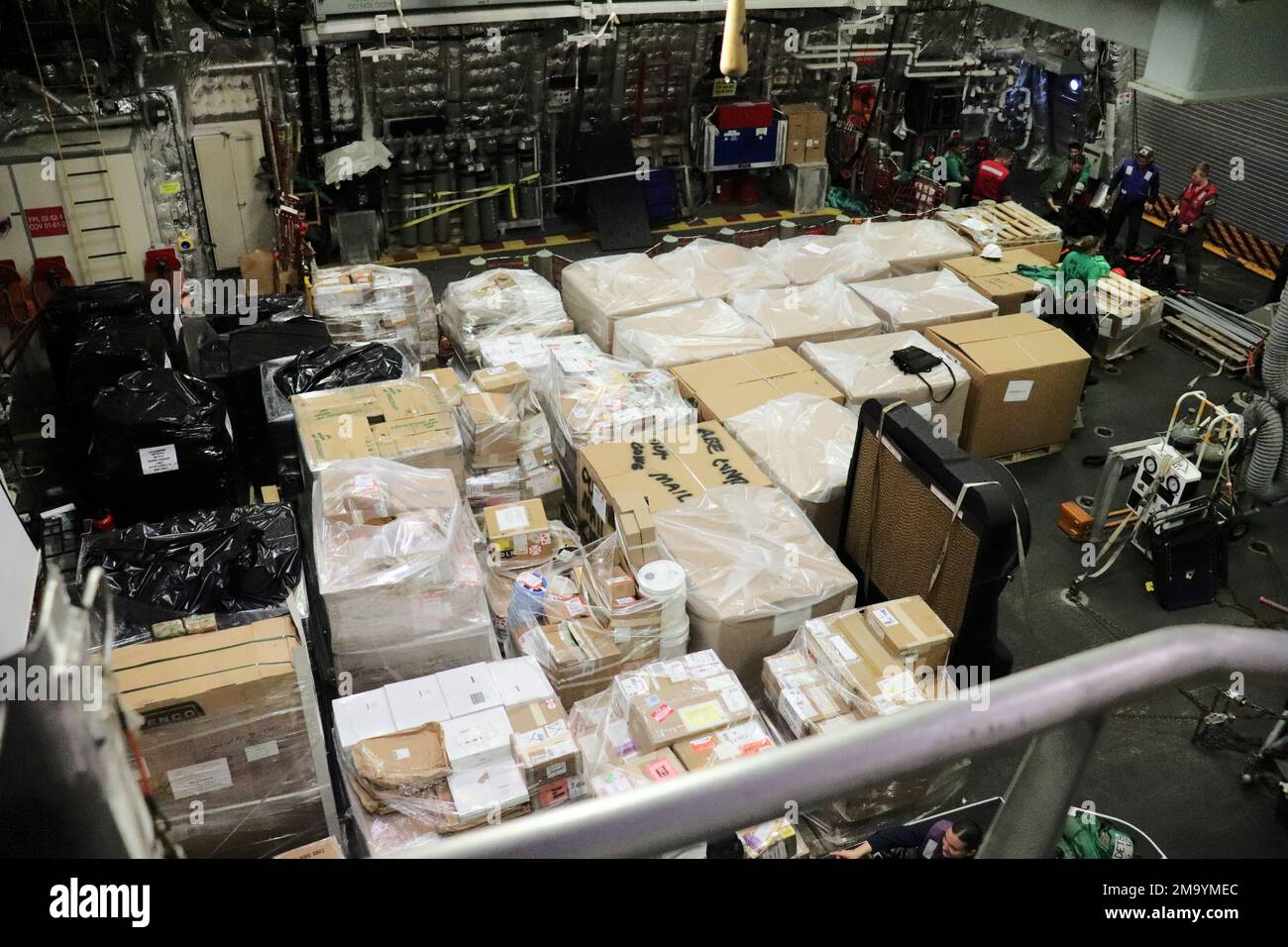 220521-O-NR876-644 PHILIPPINE SEA (May 21, 2022) Pallets of supplies ...