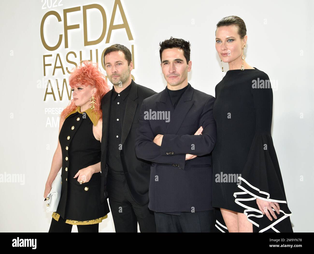 Jack McCollough, left, Lazaro Hernandez and Shalom Harlow attend the ...