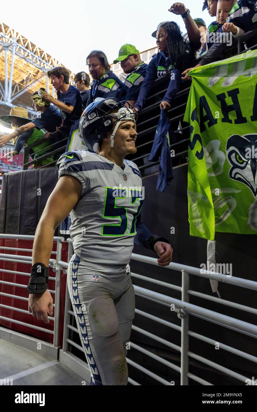Seattle Seahawks linebacker Cody Barton (57) walks off the field after ...