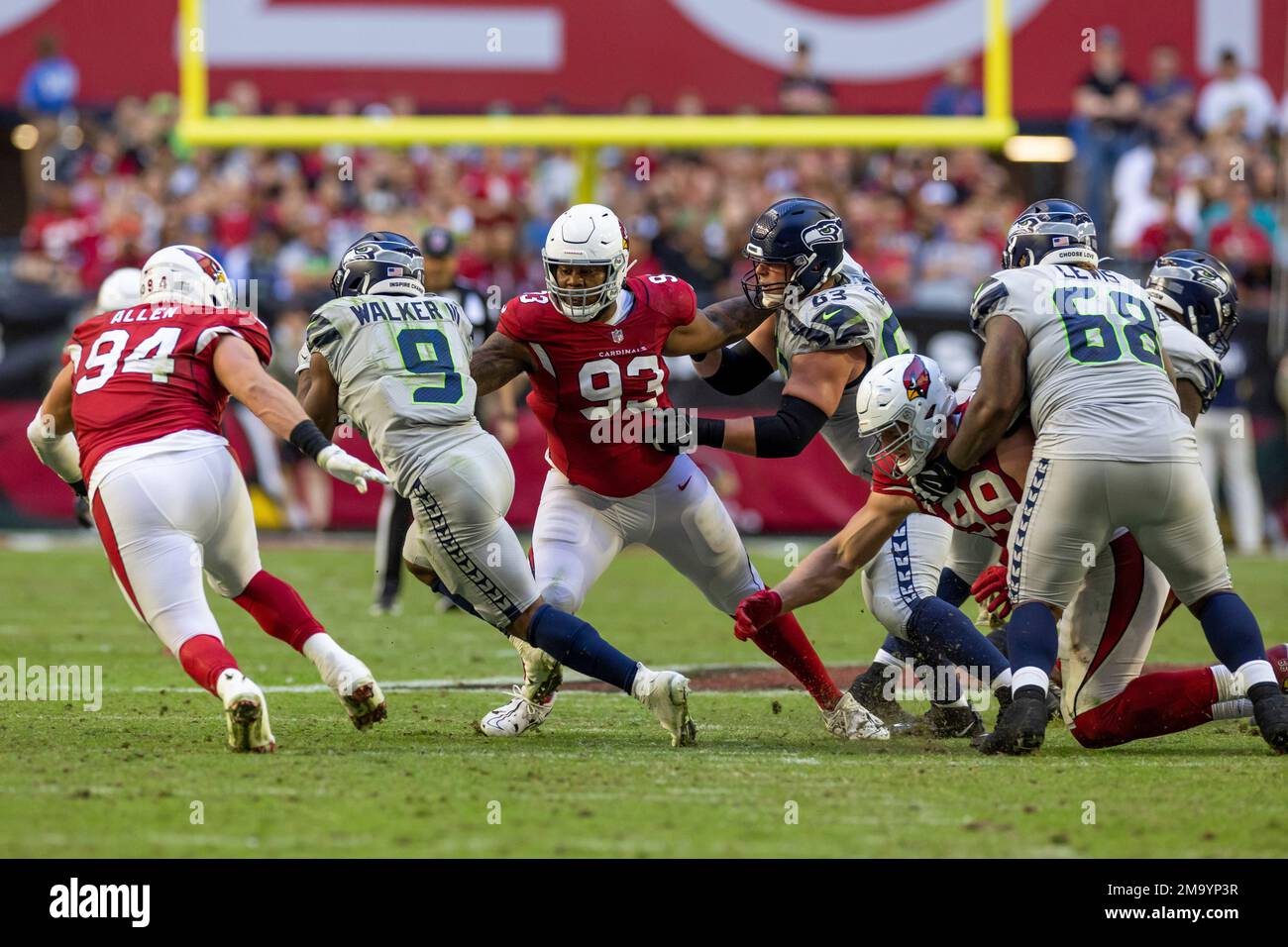 Arizona Cardinals defensive lineman Jonathan Ledbetter (93) reaches to ...