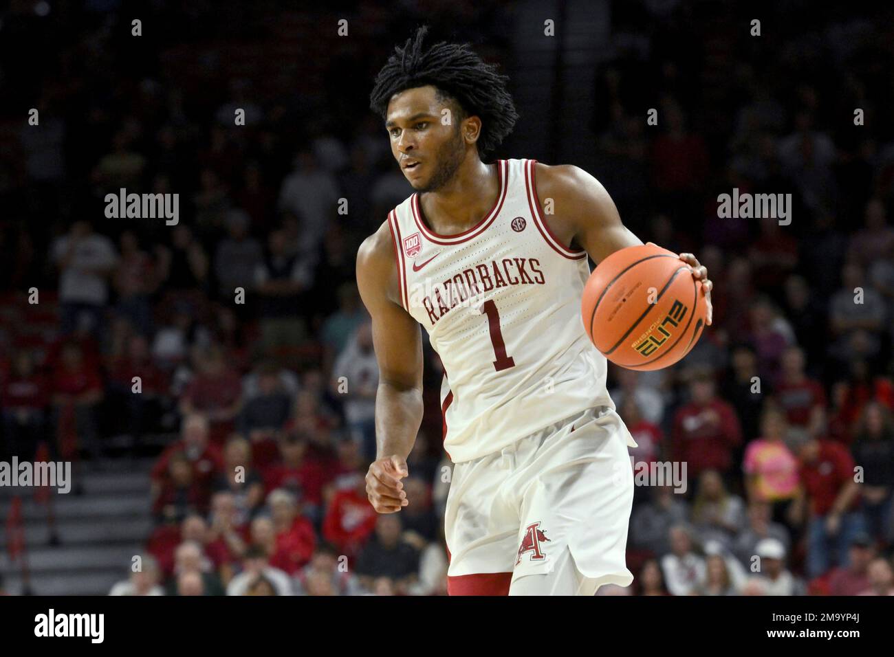 Arkansas guard Ricky Council IV (1) against North Dakota State during ...