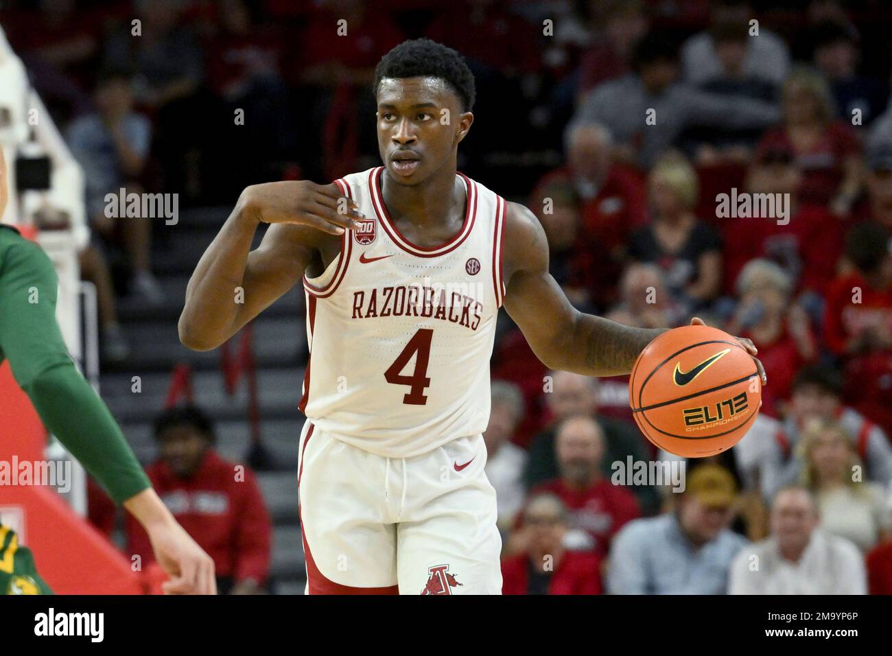 Arkansas guard Davonte Davis (4) against North Dakota State during an ...