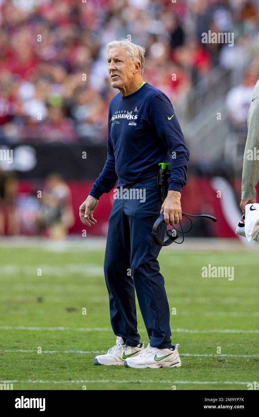 Seattle Seahawks head coach Pete Carroll coaches against the Arizona ...