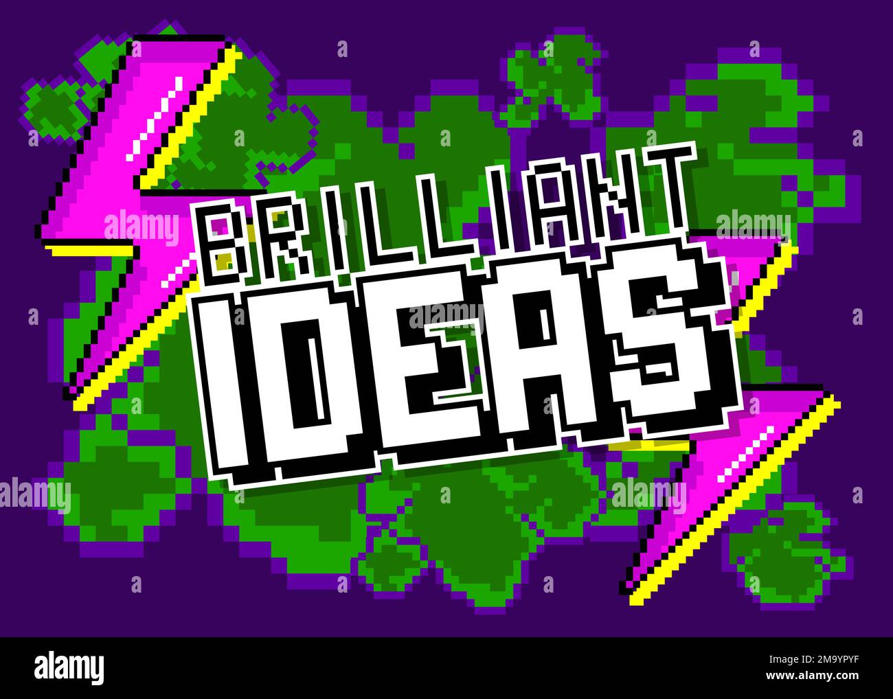 Brilliant Ideas. Pixelated word with geometric graphic background ...