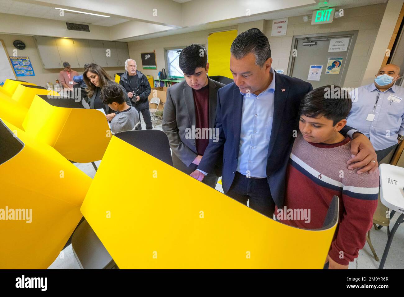 California State Sen. Alex Padilla, second from right, with his wife ...