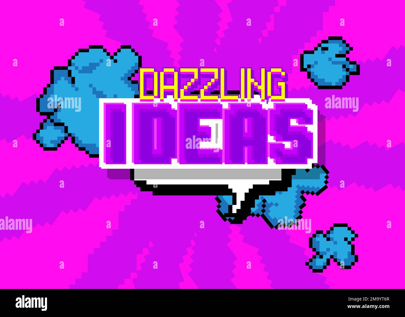 Dazzling Ideas. Pixelated word with geometric graphic background ...