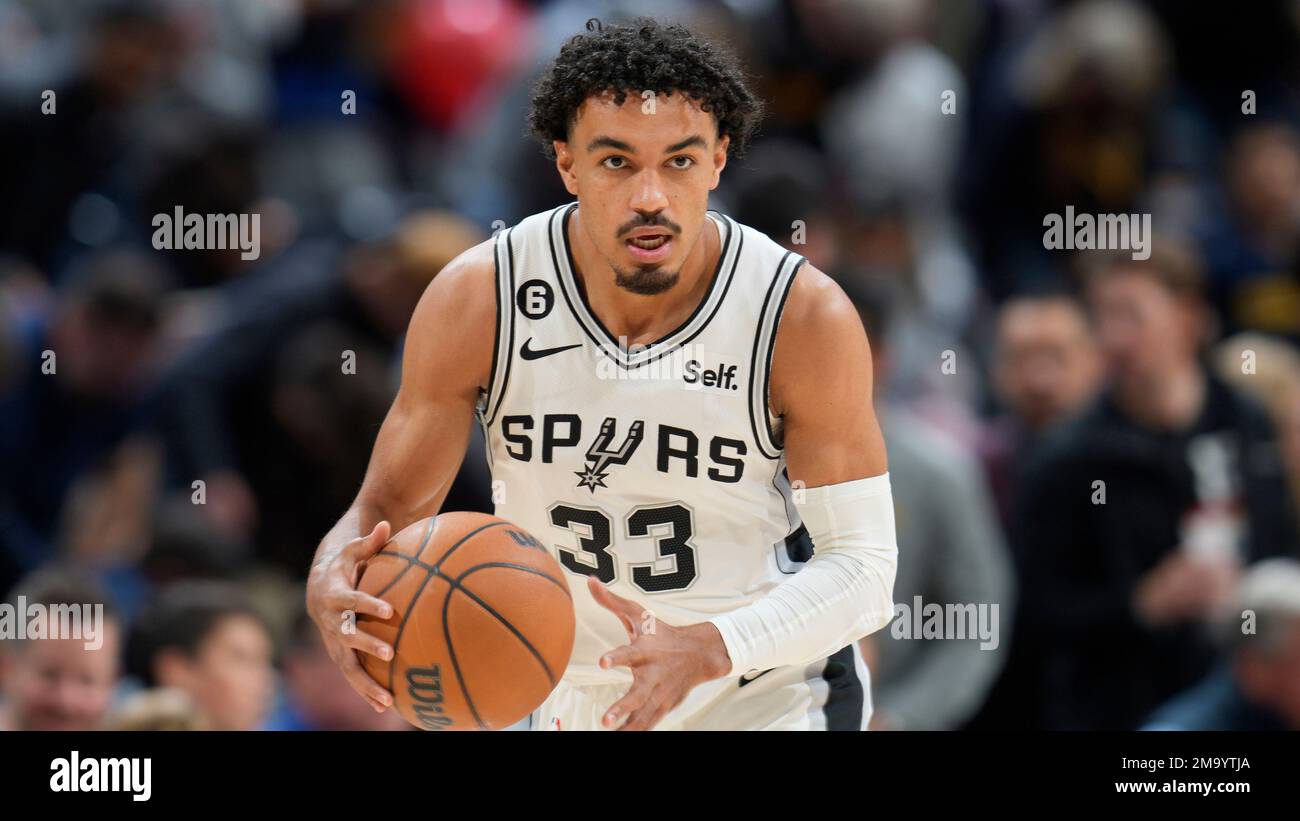 San Antonio Spurs guard Tre Jones (33) in the first half of an NBA ...