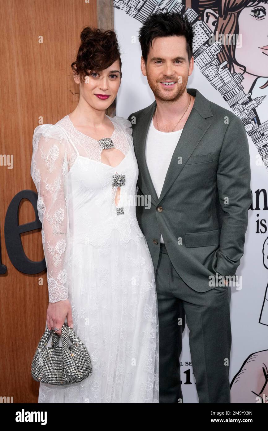 Lizzy Caplan and Tom Riley attend the premiere of the FX mini series ...