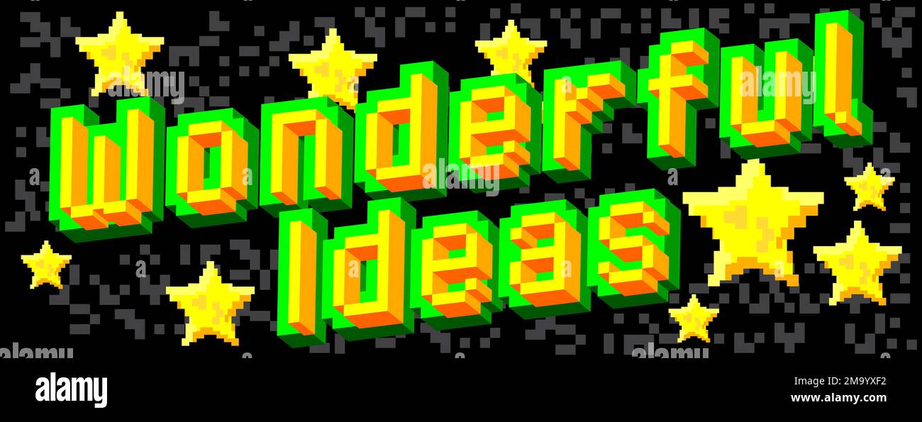 Wonderful Ideas. Pixelated word with geometric graphic background ...