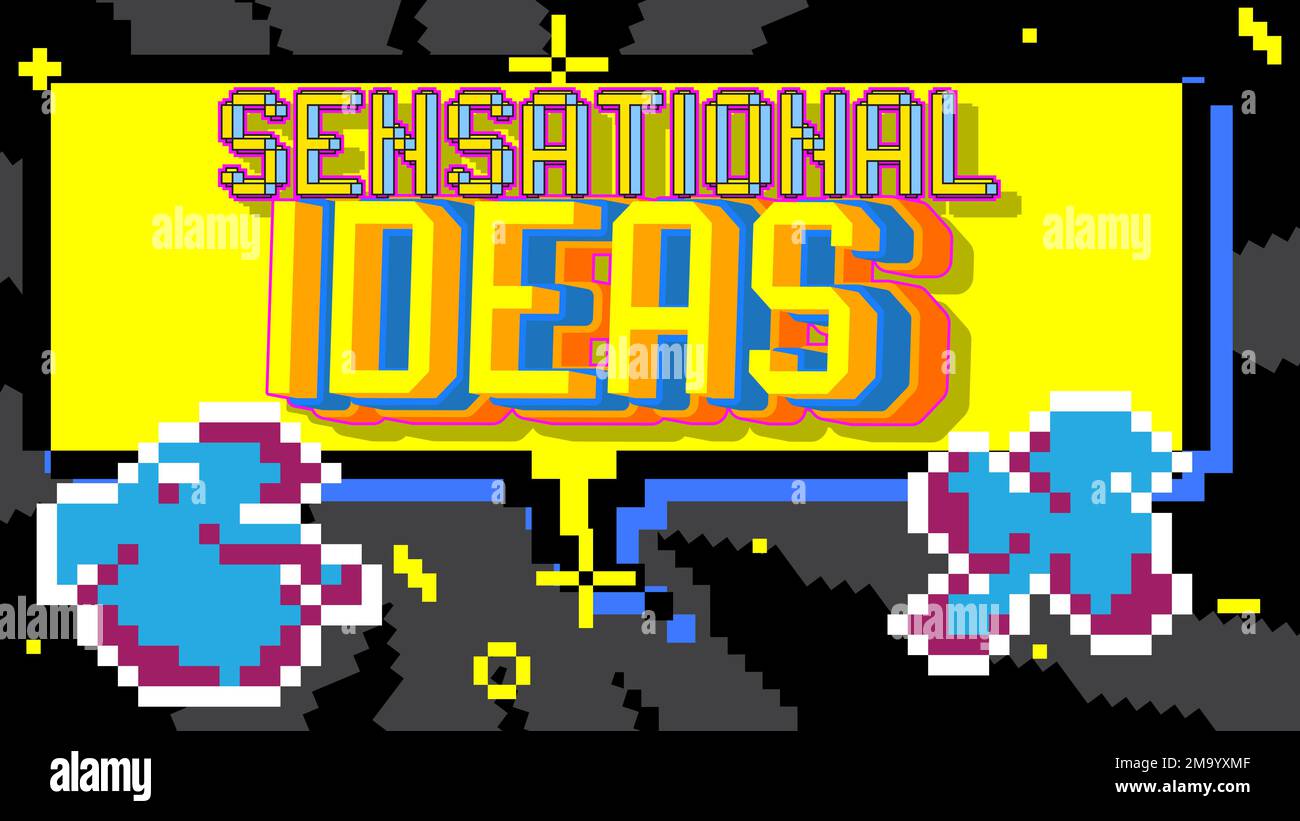 Sensational Ideas. Pixelated word with geometric graphic background ...