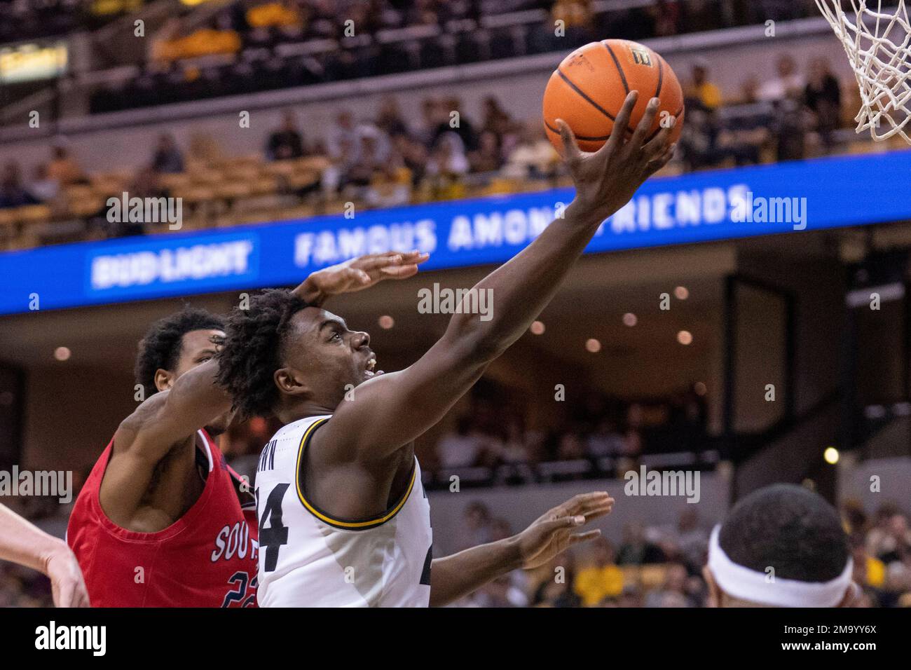Missouri's Kobe Brown, right, shoots past Southern Indiana's Kiyron ...
