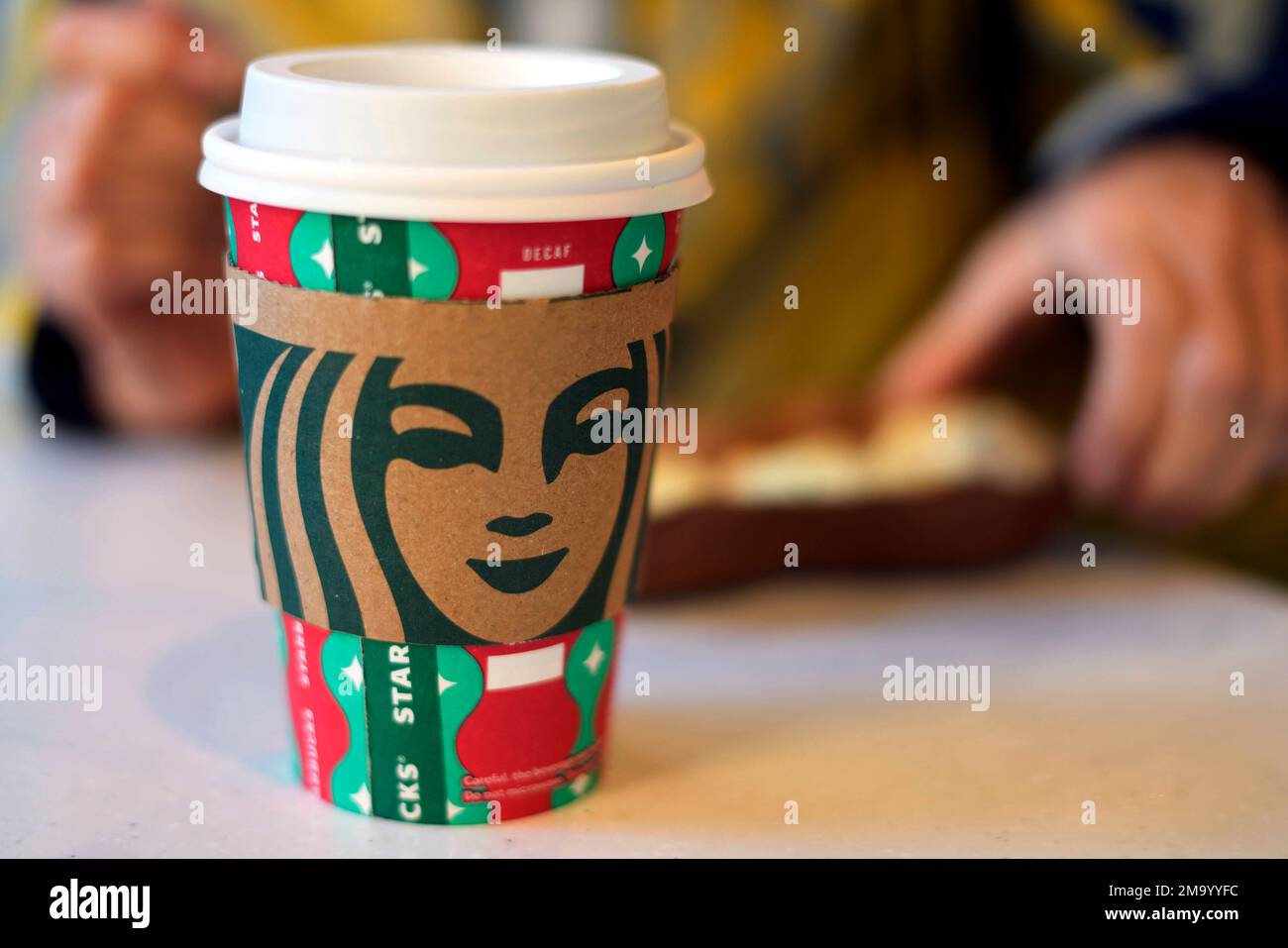 This is a cub of Starbucks coffee at a downtown Pittsburgh Starbucks on ...