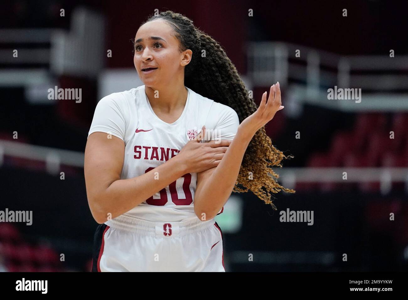 Stanford guard Haley Jones gestures during the first half of an NCAA ...