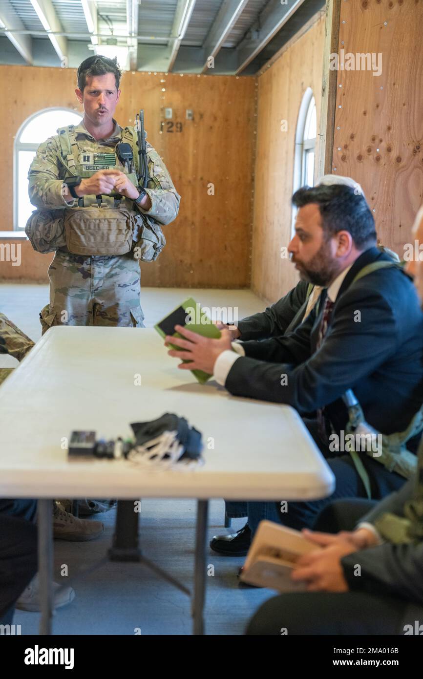 U.S. Army Soldier Capt. Zach Beecher, a civil affairs officer assigned ...