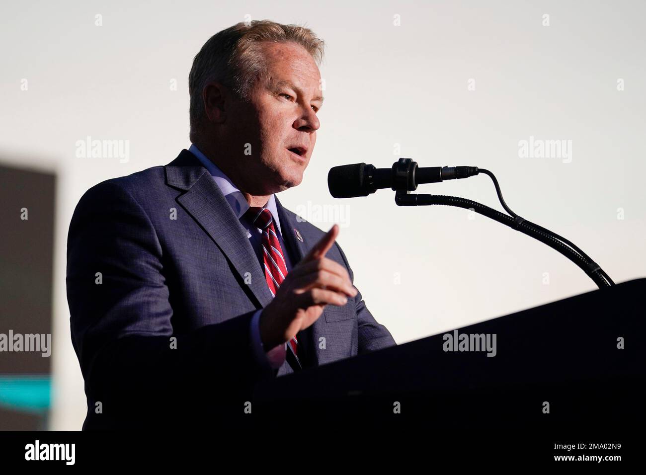 Rep. Warren Davidson, R-Ohio, speaks before former President Donald ...