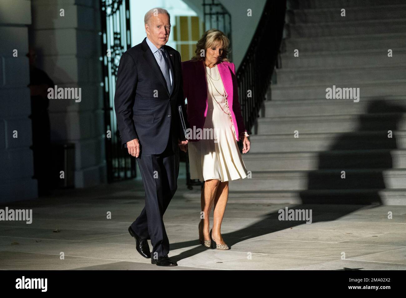 President Joe Biden and first lady Jill Biden walk to board Marine One ...