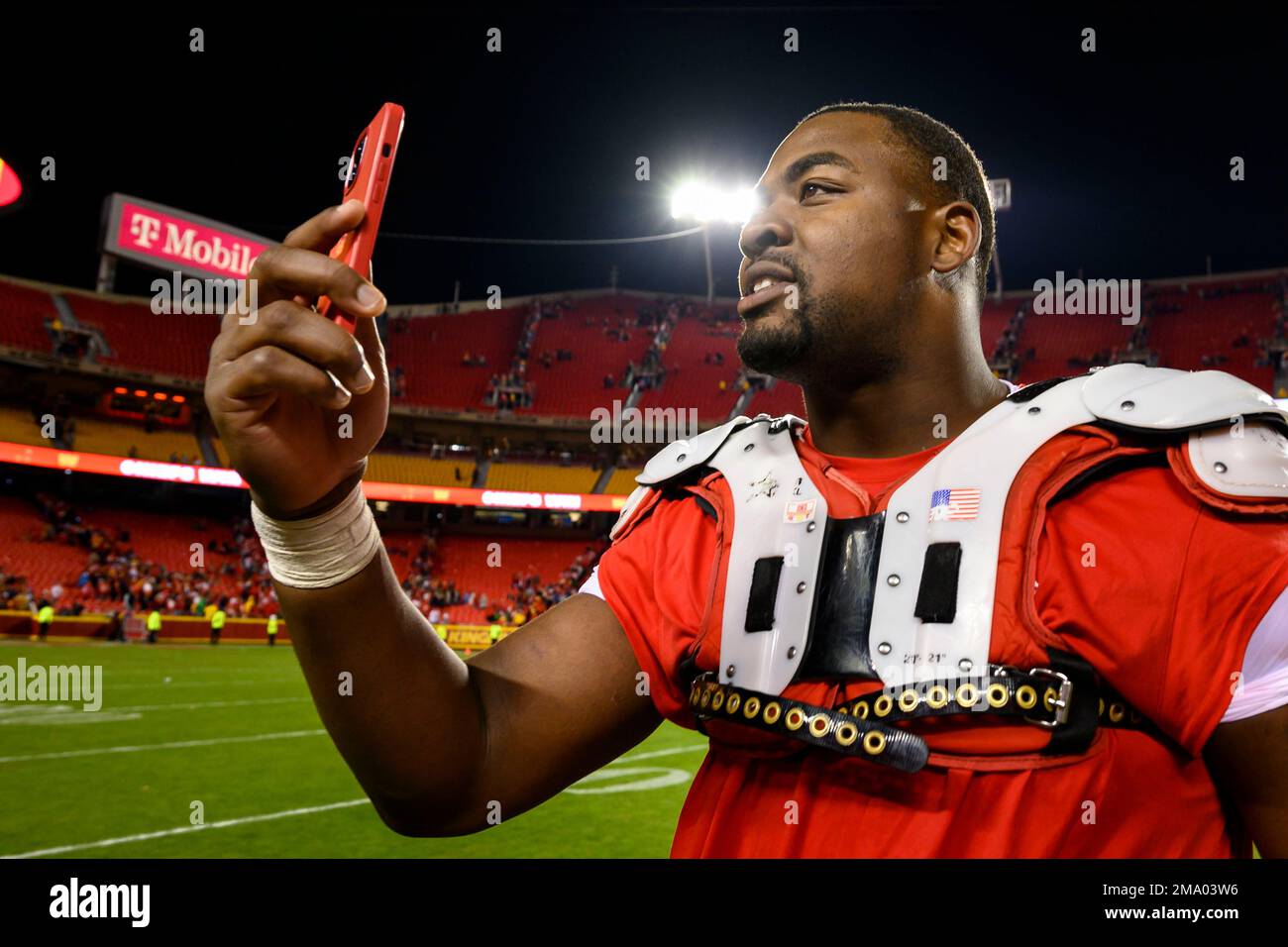 Kansas City Chiefs defensive tackle Chris Jones does a social media ...