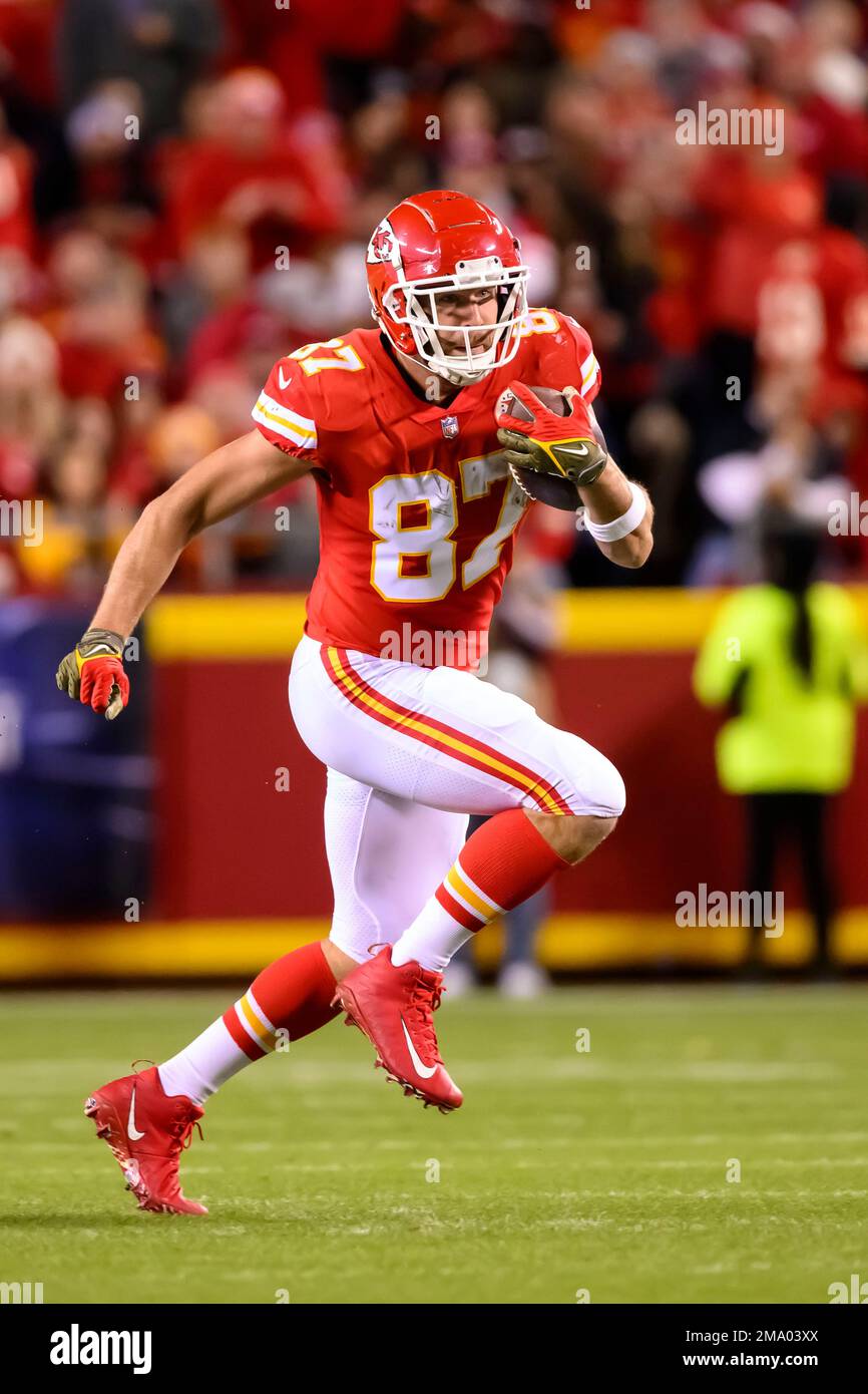 Kansas City Chiefs tight end Travis Kelce runs after a catch against ...