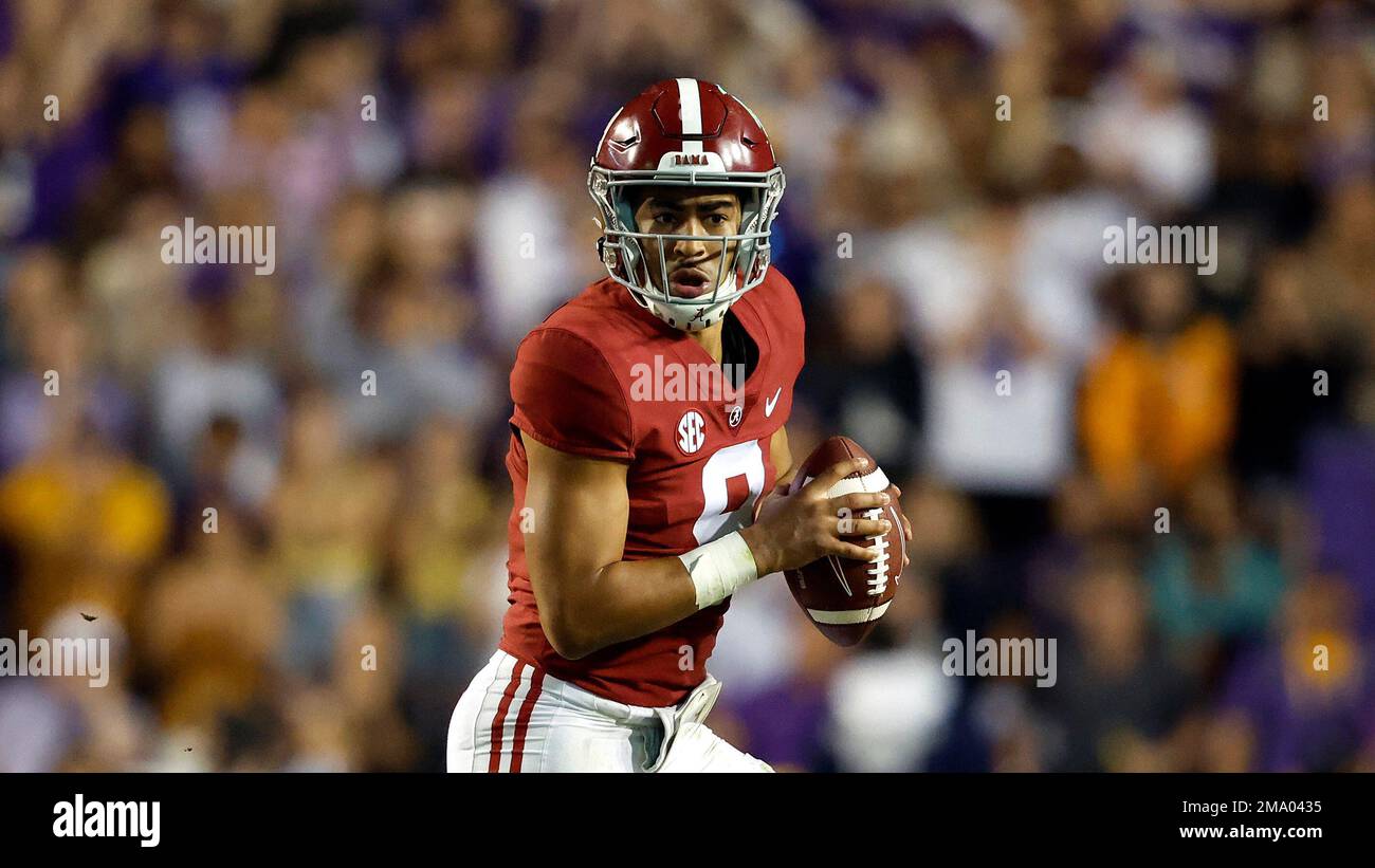 Alabama quarterback Bryce Young (9) during the first half of an NCAA ...