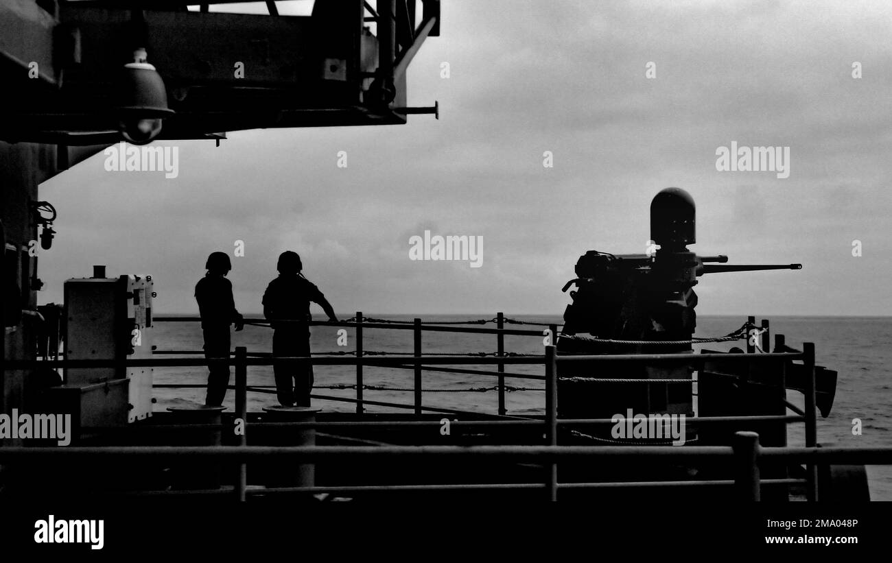 Aircraft carrier live fire exercise Black and White Stock Photos ...