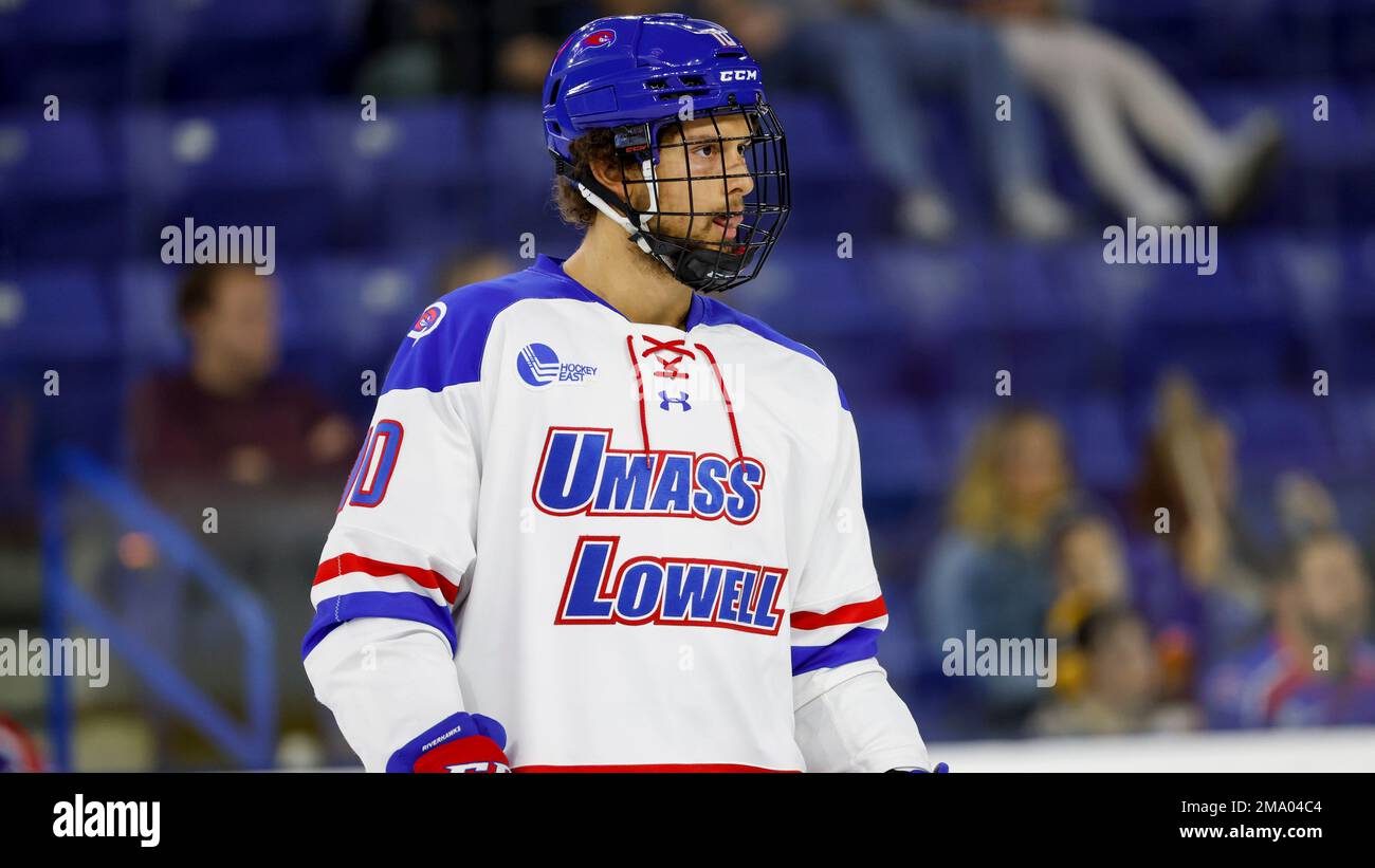 UMass Lowell defenseman Brehdan Engum (10) skates during the first ...