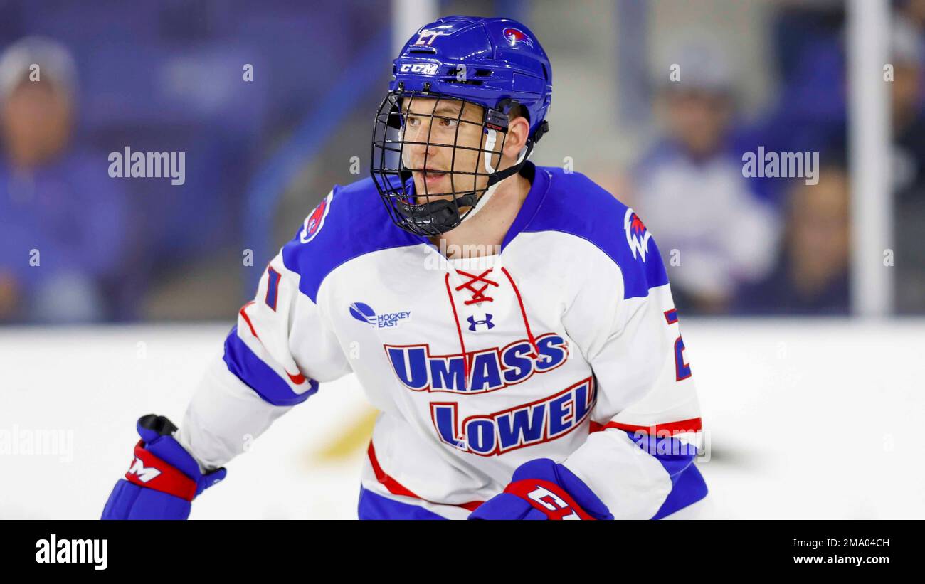 UMass Lowell forward Brian Chambers (21) skates during the third period ...