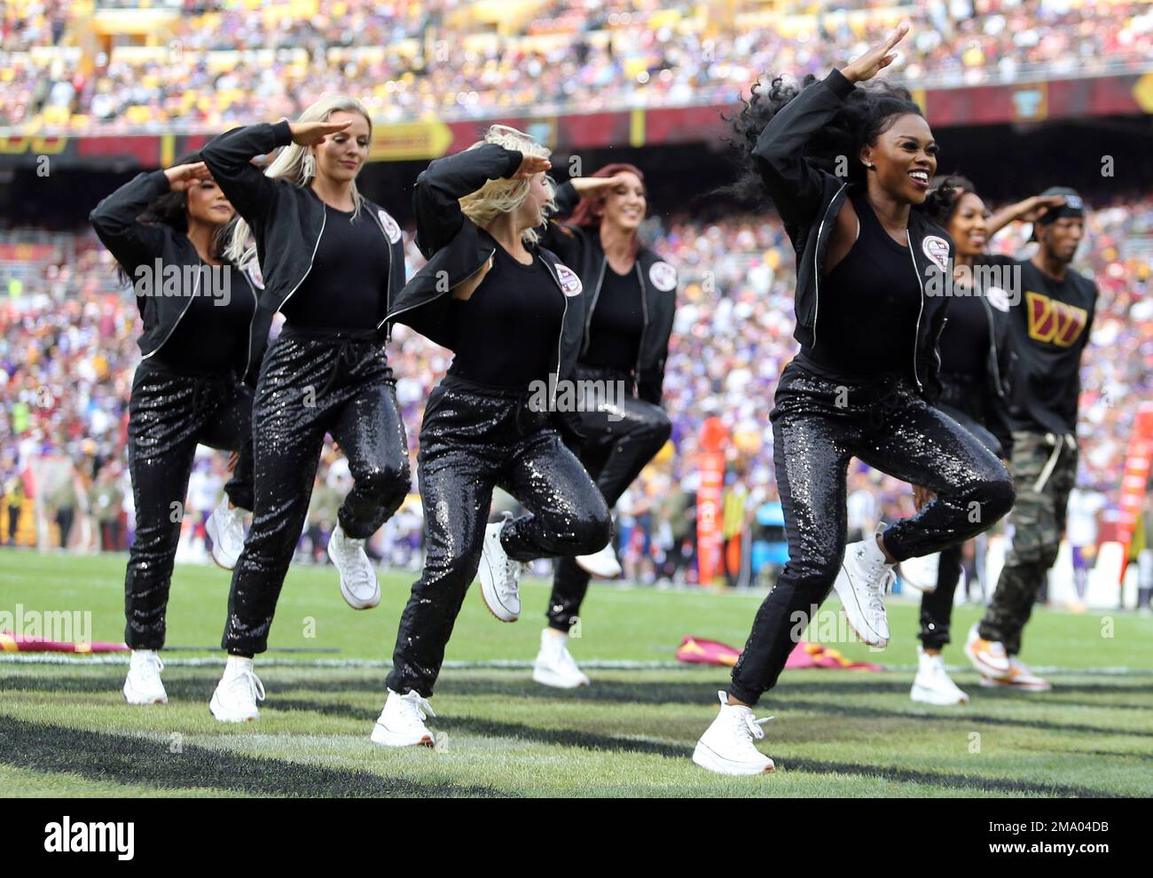 Washington Commanders cheerleaders perform during an NFL football game ...