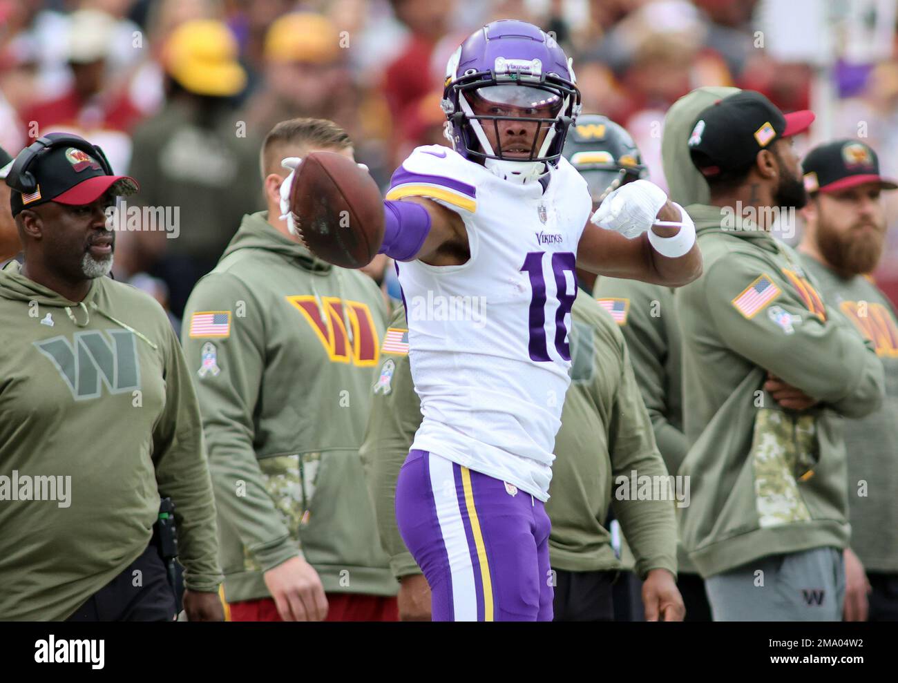Minnesota Vikings wide receiver Justin Jefferson (18) celebrates during ...