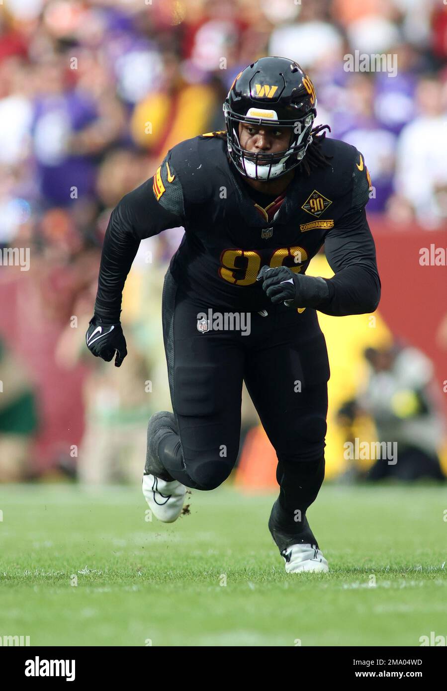 Washington Commanders defensive end James Smith-Williams (96) runs ...