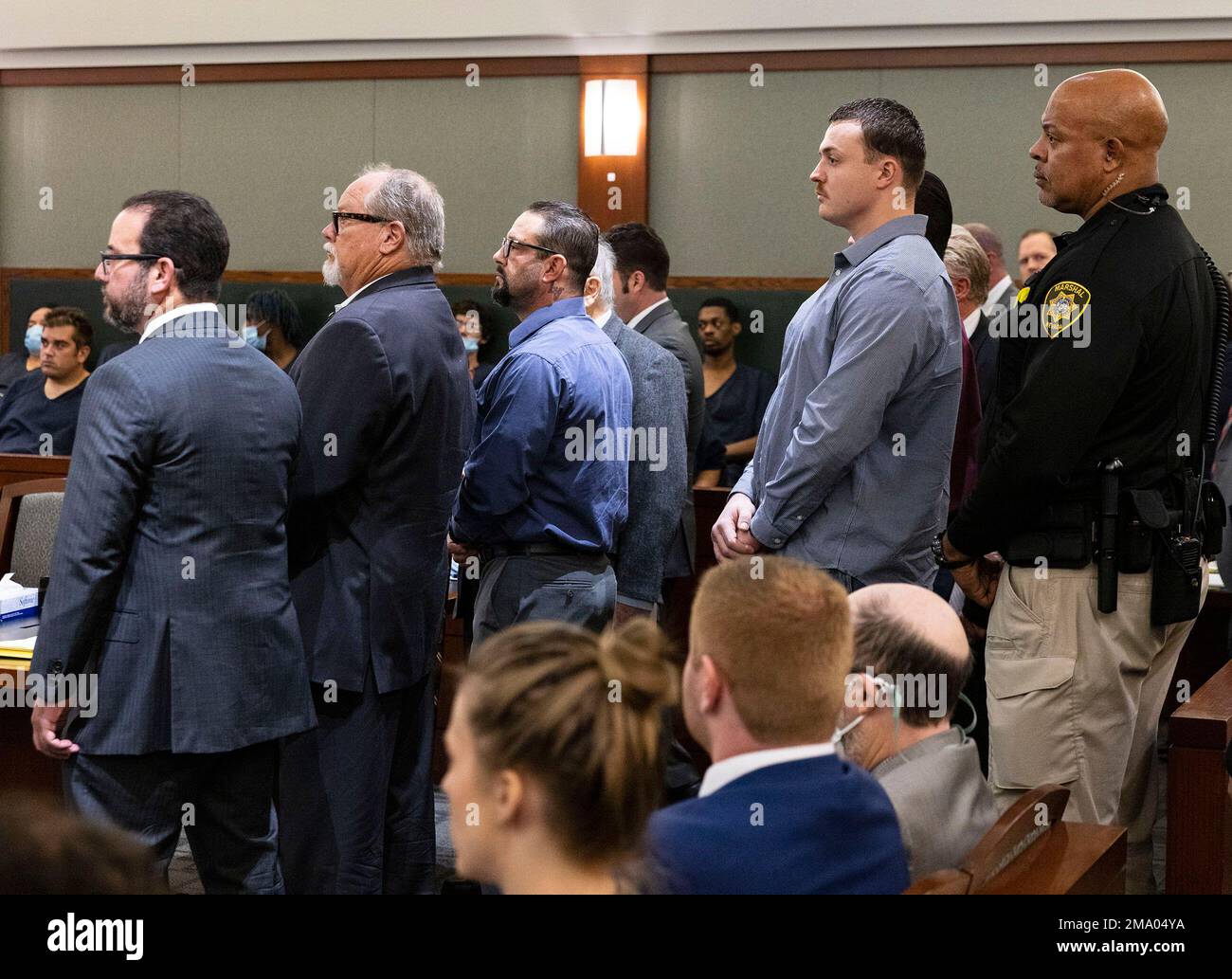 Hells Angels President Richard Devries, second left, his attorney ...