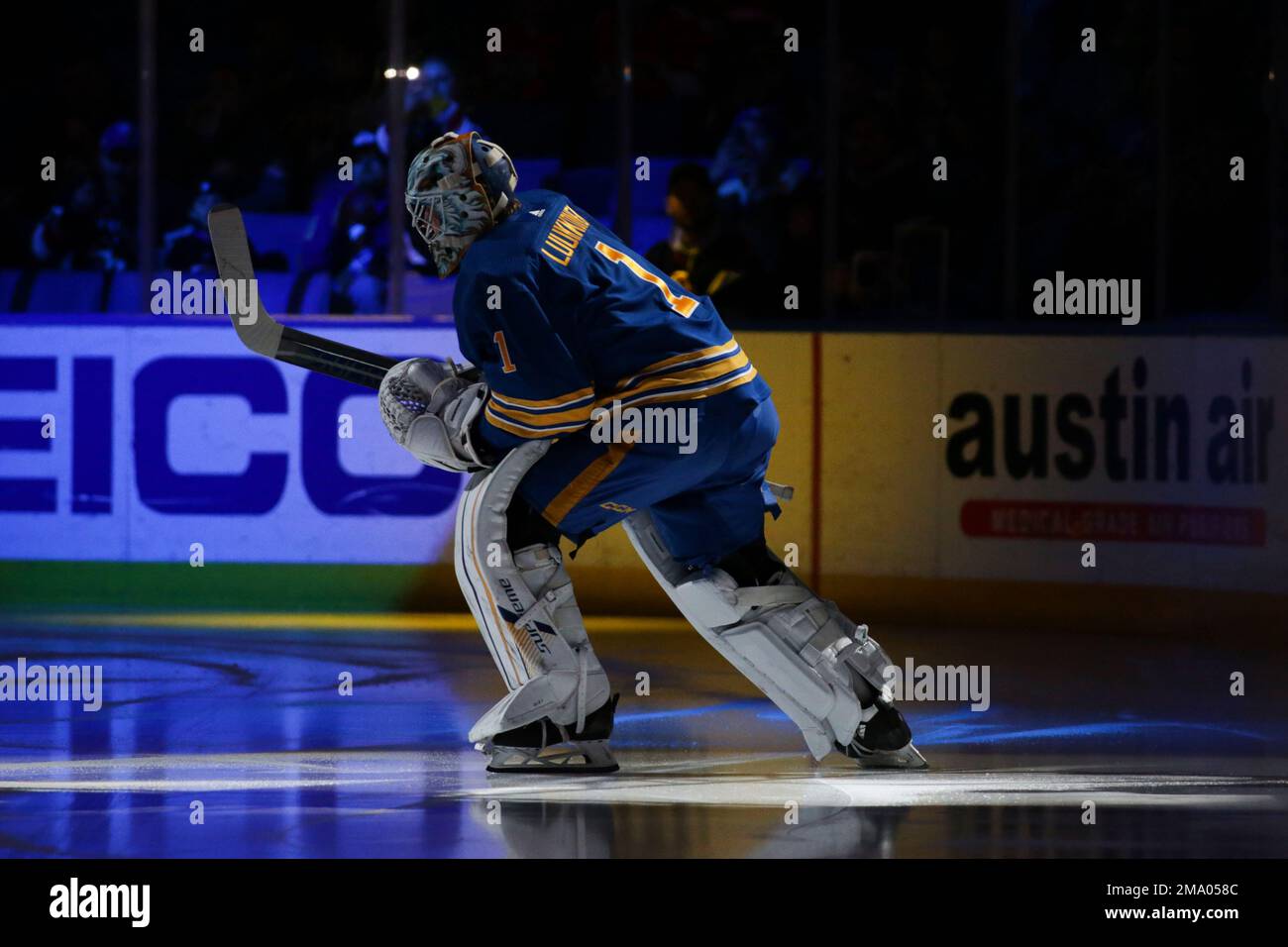 Buffalo Sabres goaltender Ukko-Pekka Luukkonen (1) takes the ice during ...