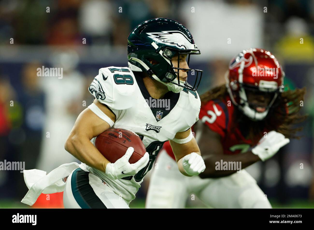 Philadelphia Eagles wide receiver Britain Covey (18) carries the ball ...