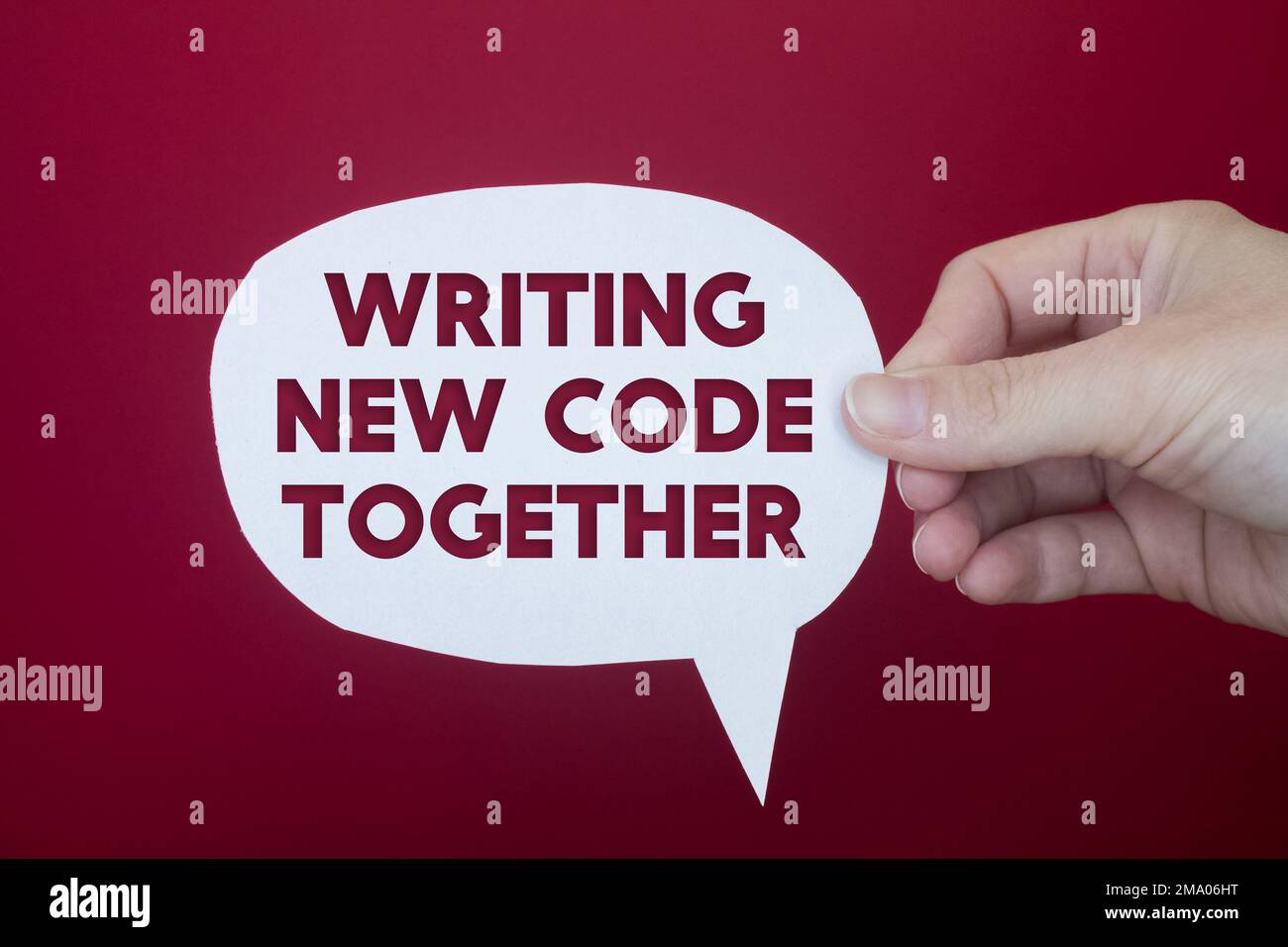 Speech bubble in front of colored background with Writing New Code ...