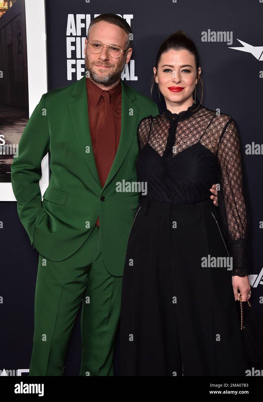 Seth Rogen and Lauren Miller arrive at the premiere of "The Fabelmans ...