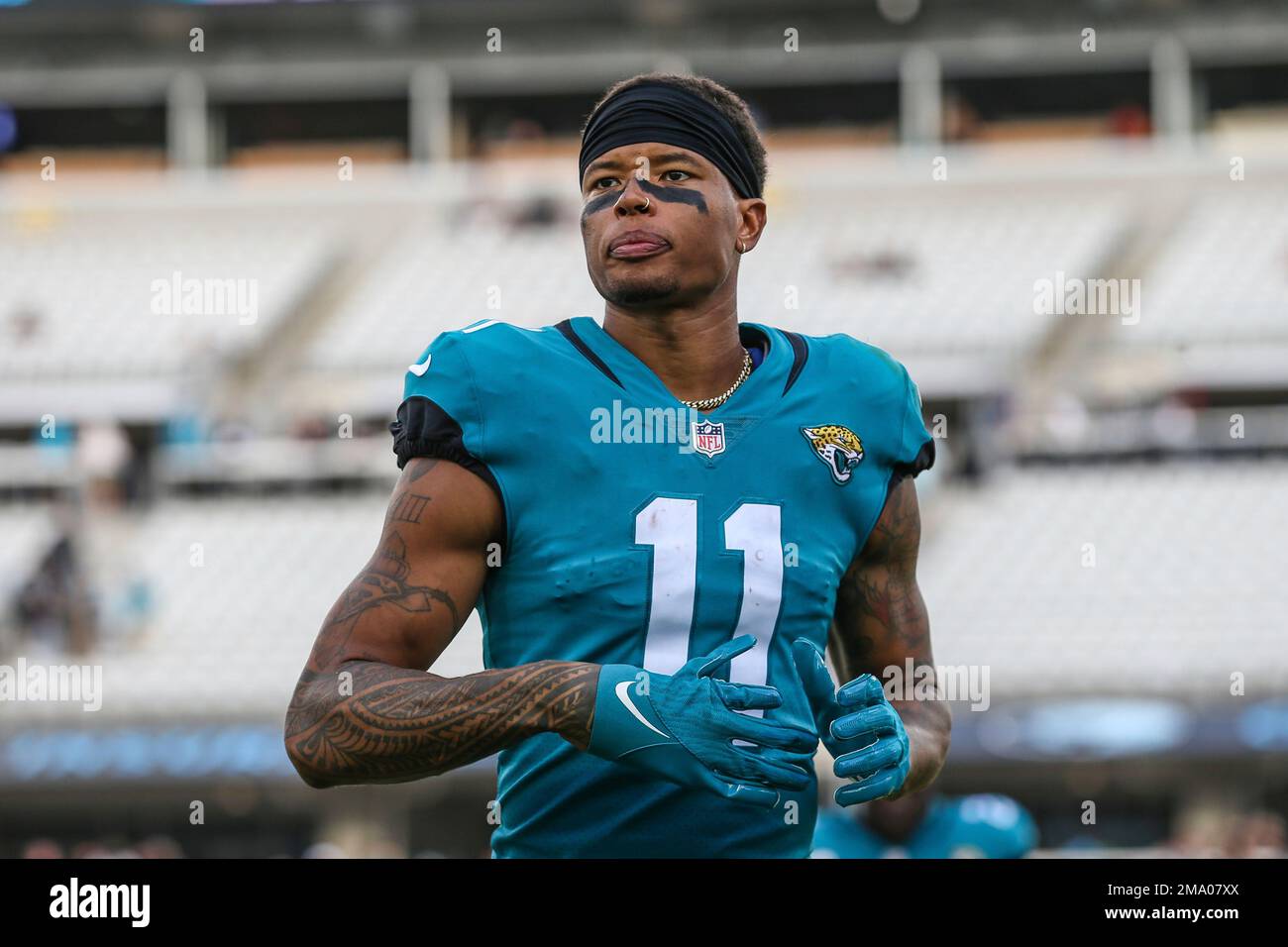 Jacksonville Jaguars wide receiver Marvin Jones Jr. (11) walks off the ...