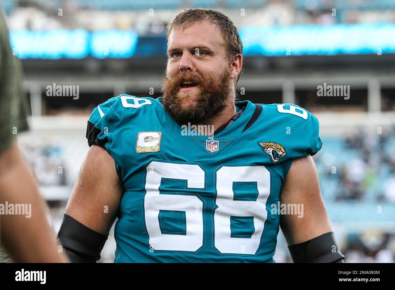 Jacksonville Jaguars guard Brandon Scherff (68) walks off the field ...