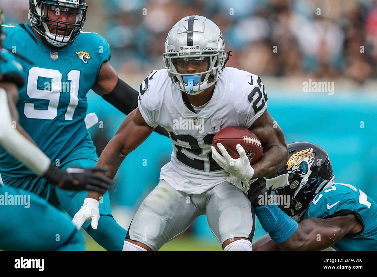 Las Vegas Raiders running back Ameer Abdullah (22) runs the ball during ...
