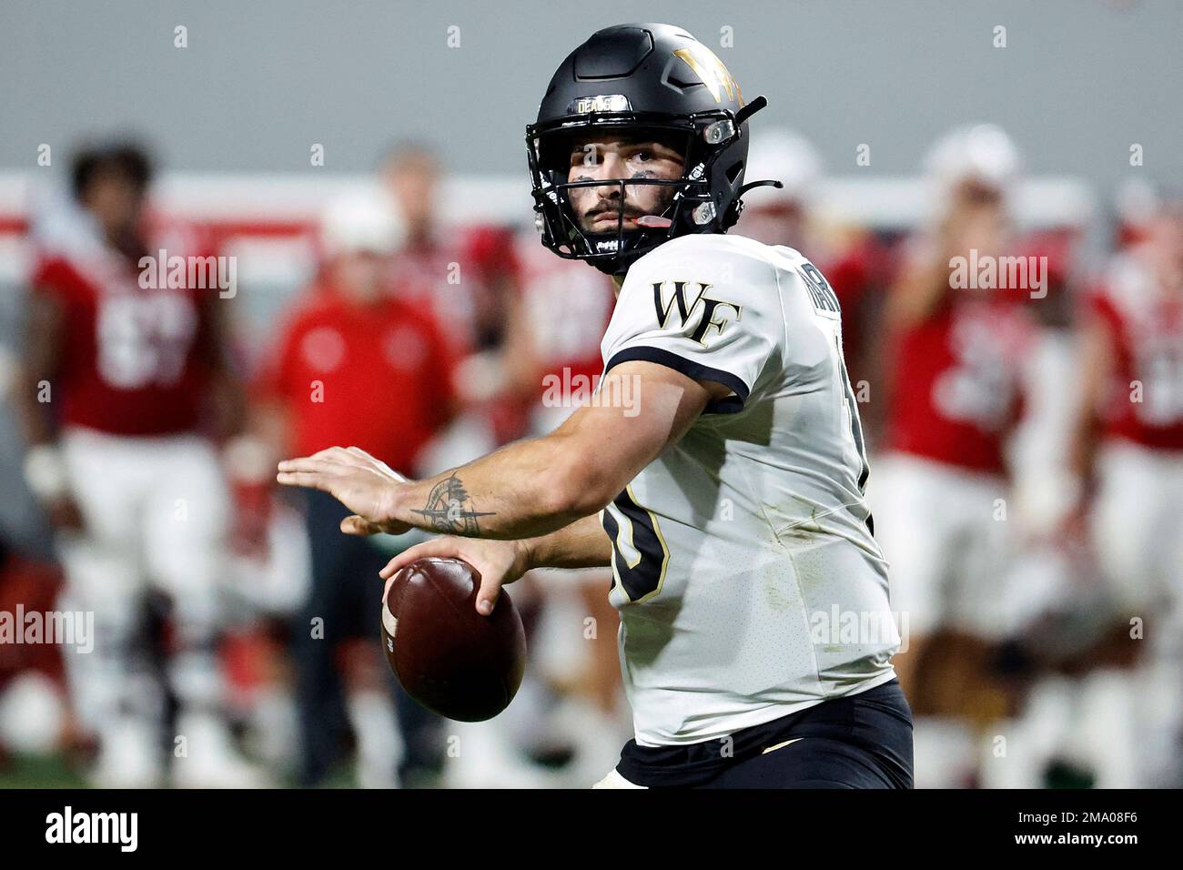 Wake Forest quarterback Sam Hartman (10) throws the ball during the ...