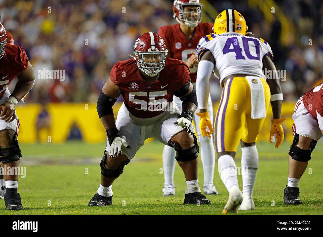 Alabama offensive lineman Emil Ekiyor Jr. (55) during the second half ...