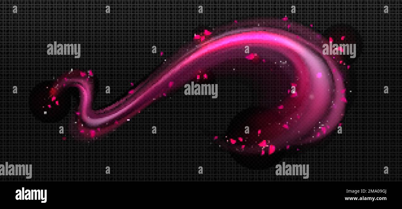 Abstract pink swirl with heart shape leaves and shimmering sparkles ...